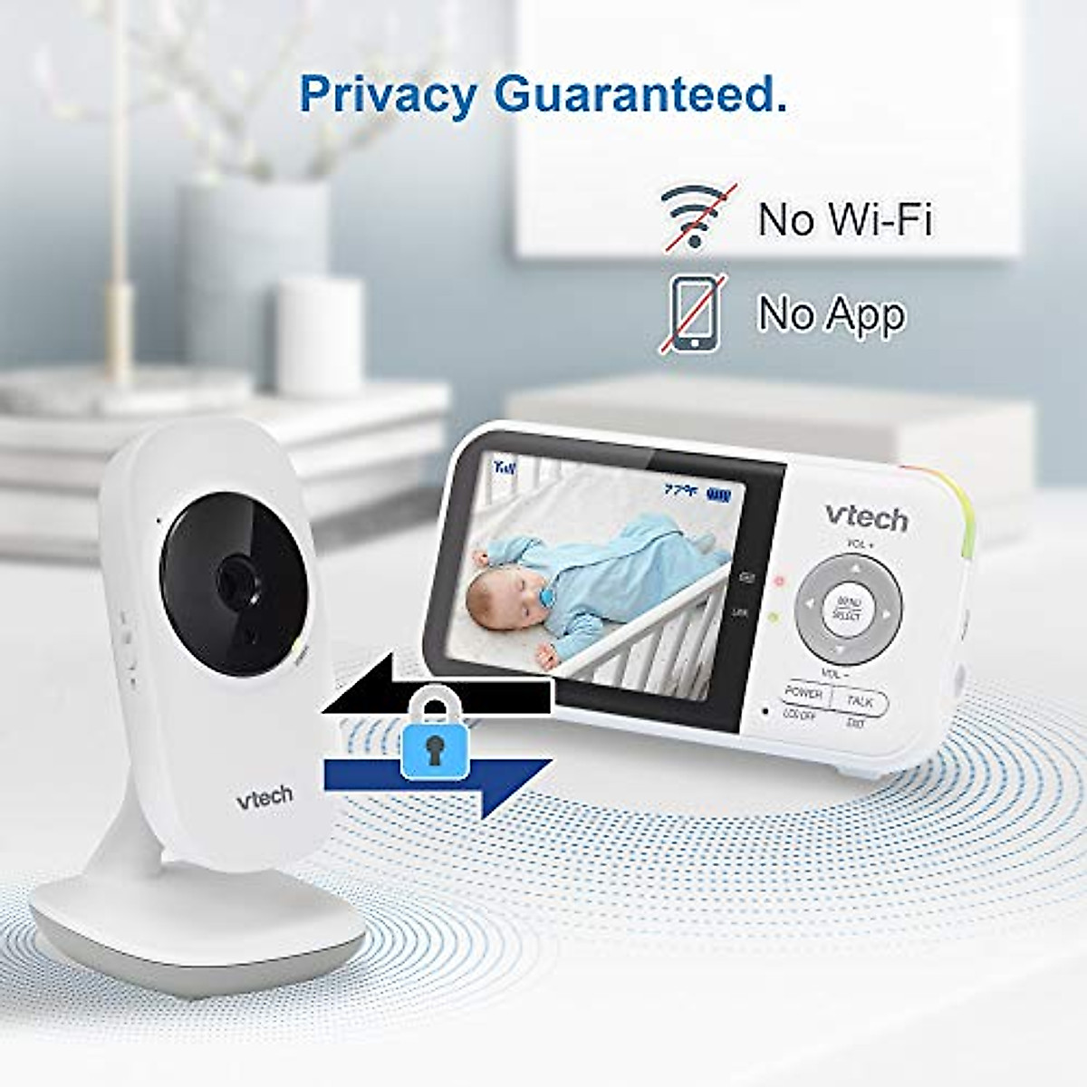 VTech VM819 Video Baby Monitor with 19 Hour Battery Life, 1000ft Long Range, 2.8” Display, Auto Night Vision, 2Way Audio Talk, Temperature Sensor and Lullabies