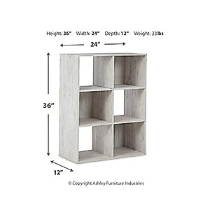 Signature Design by Ashley Paxberry Coastal 6 Cube Storage Organizer or Bookcase, Whitewash