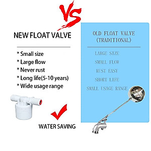 Float Valve Automatic Water Level Shut Off Control Valve Pool Auto Fill Float Valve No Electricity Needed Upgrade Mini Float Valve for Water Tank Tower Cattle Watering Drought (3/4" Side Inlet, White)