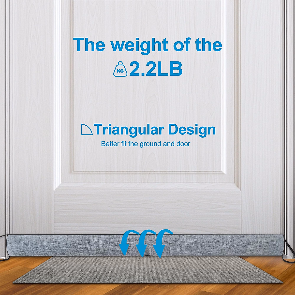 QUOLIX Triangle Under-Door Draft Stopper, 32" Noise Blocker, Weighted Weather Stripping, Gray Cotton & Polyester, Multi-Function Noise & Light Blocker,Gray