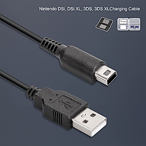 Coomoors DSi Charger,1.2M/4FT 3DS 2DS Lite Charger Cable Power USB Charging Cord for Compatible with Nintendo New 3DS/3DS XL/2DS/2DS XL/DSi XL Lite Black Wall Charger and Car Charger(2 Pack)