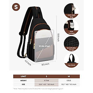 LOVEVOOK Sling Bag for Women, Sling Backpack Crossbody Bag Convertible, Small Diaper Bag Hiking Daypacks Water-resistant, Travel Shoulder Bag Chest Bag, Black Brown Beige