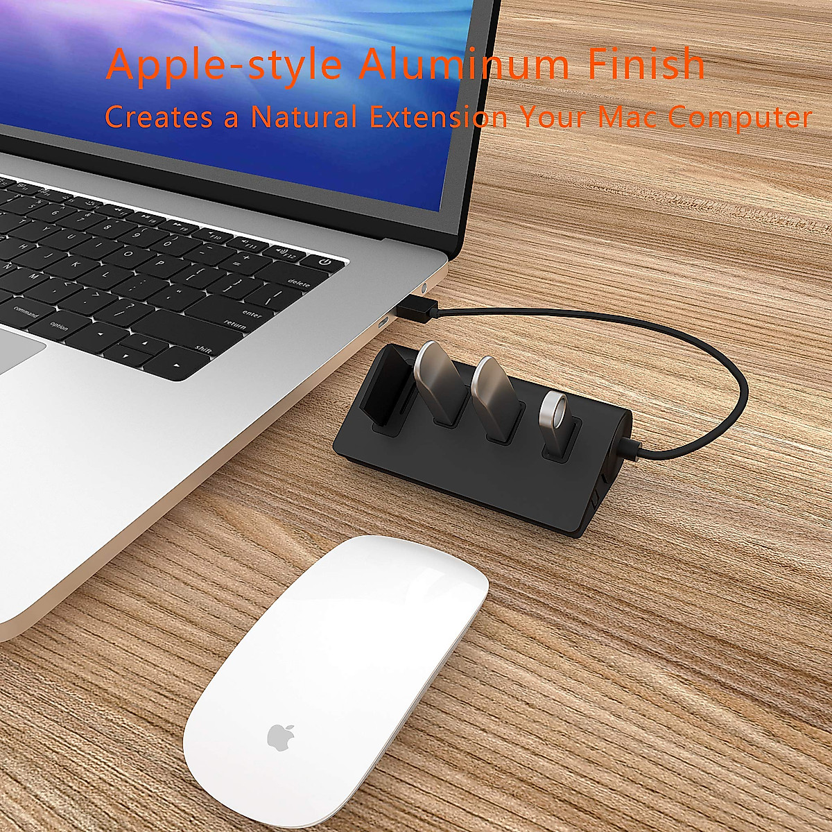 Cateck USB 3.0 HUB, Bus-Powered USB 3.0 3-Port Aluminum Hub with 2-Slots Card Reader Combo for iMac, MacBook Air, MacBook Pro, MacBook, Mac Mini, PCs and Laptops, Black