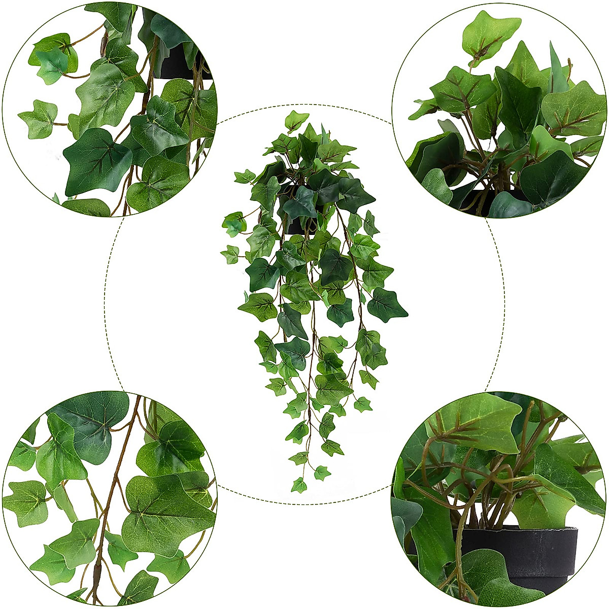 LuckyGreenery Artificial Ivy, Realistic Fake Plant with Plastic Pot for Home Office Garden Decoration (22in Long)