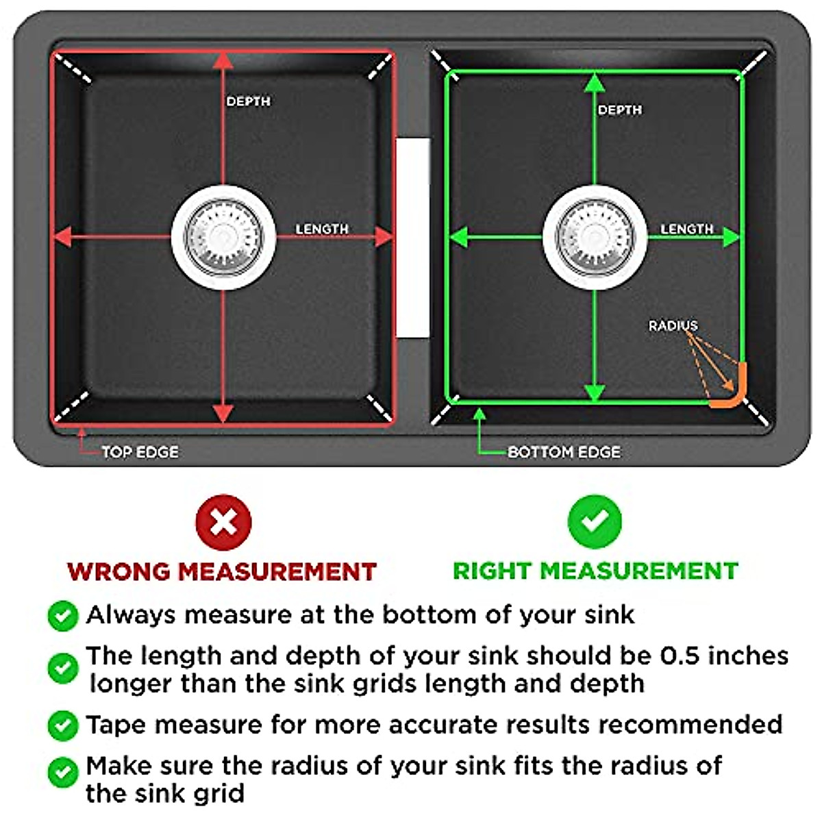 Kitchen Sink Protector - 27 1/4” x 14 1/4” Sink Size - Sink Protectors for Kitchen Sink with Center Drain - Stainless Steel Sink Grid - Protect Your Sink from Scratches