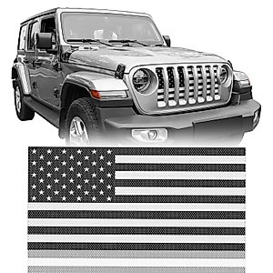 V8 GOD for Jeep Grill Insert Mesh Grille Deflector US Flag for Jeep Wrangler JL & Jeep Gladiator JT 2018-2025 - Black and White