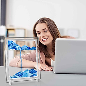 NIUCOO Sand Art Liquid Motion, Moving Sand Art Picture 3D Sea Sandscape, Flowing Sand Frame Adult Kid Large Desktop Art Toys (large)