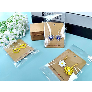 MAIBAOTA Earring Cards, 100 Pcs Earring Display Holder Cards for Selling with Packaging Bags, Jewelry Cards for Earring, Necklace(Brown)