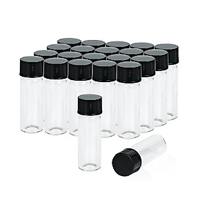 ALWSCI 1 Dram Glass Vials, Small Liquid Sample Vial, 15X45mm 4 ml Borosilicate Glass Empty Vials with Caps, 13-425 Black Screw Caps with PE Liner, Pack of 20