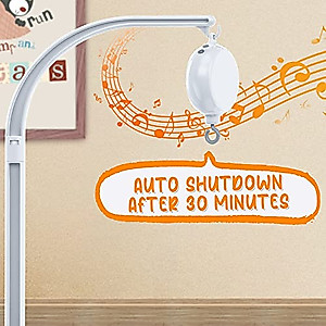 FEISIKE Baby Crib Mobile Arm with Music Box Spin Motor,23 Inch,Volume Control,3 Modes(Turn & Music,Turn Only, Music Only),Nursery Decor Hanger,Holder for DIY Clamp Mobile,12 Lullabies,30 Min Auto-Off