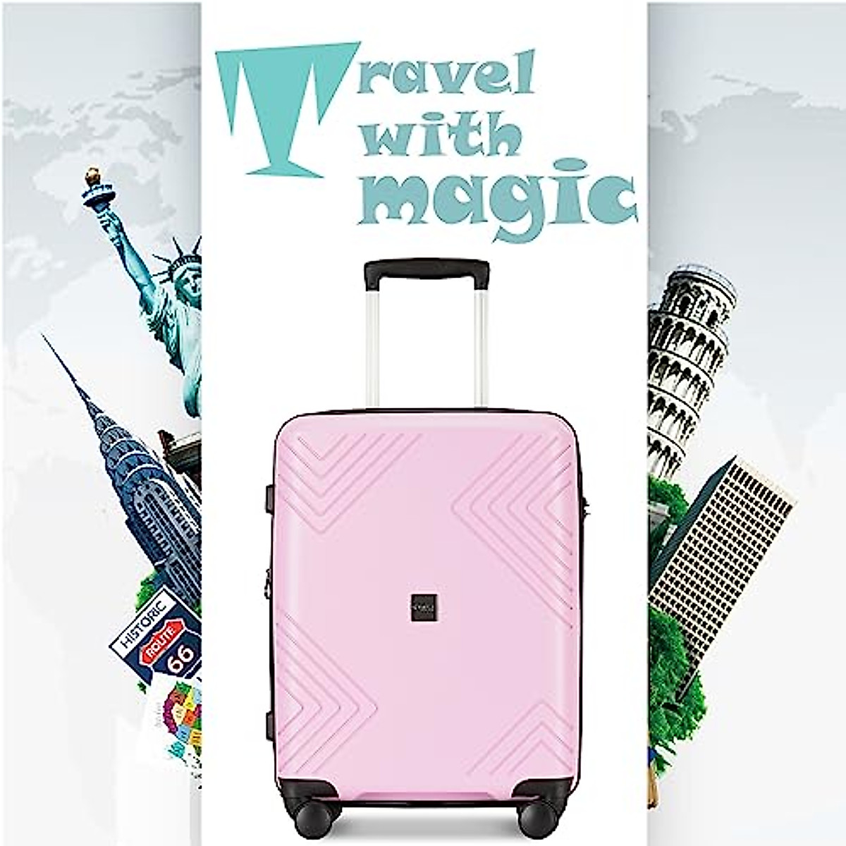 GinzaTravel Rune series expandable 3 Luggage Sets,Lightweight Hardside Suitcase With Spinner Wheels TSA Lock,PP material business fashion suitcase