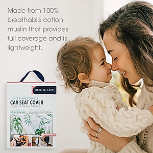 Bebe au Lait Classic Muslin Car Seat Cover -Perfect Baby Car Seat Covers for Babies, Car Seat Canopy, Unisex Baby Car Seat Cover- Easy Snap Straps, Fully Zippered Opening, Breathable- Green