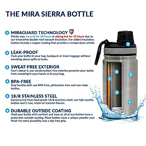 MIRA 12 oz Stainless Steel Kids Water Bottle - Metal Thermos Flask Keeps Cold for 24 Hours, Hot for 12 Hours - Double Wall Vacuum Insulated - Leak Proof BPA-Free Lid - Rose Pink