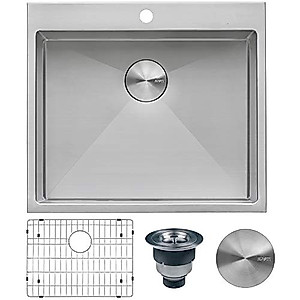 Ruvati Topmount Laundry Utility Sink 25 x 22 x 12 inch Deep Tight Radius 16 Gauge Stainless Steel - RVU6015