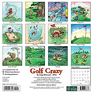 Willow Creek Press Golf Crazy by Gary Patterson Monthly 2024 Wall Calendar (12" x 12")