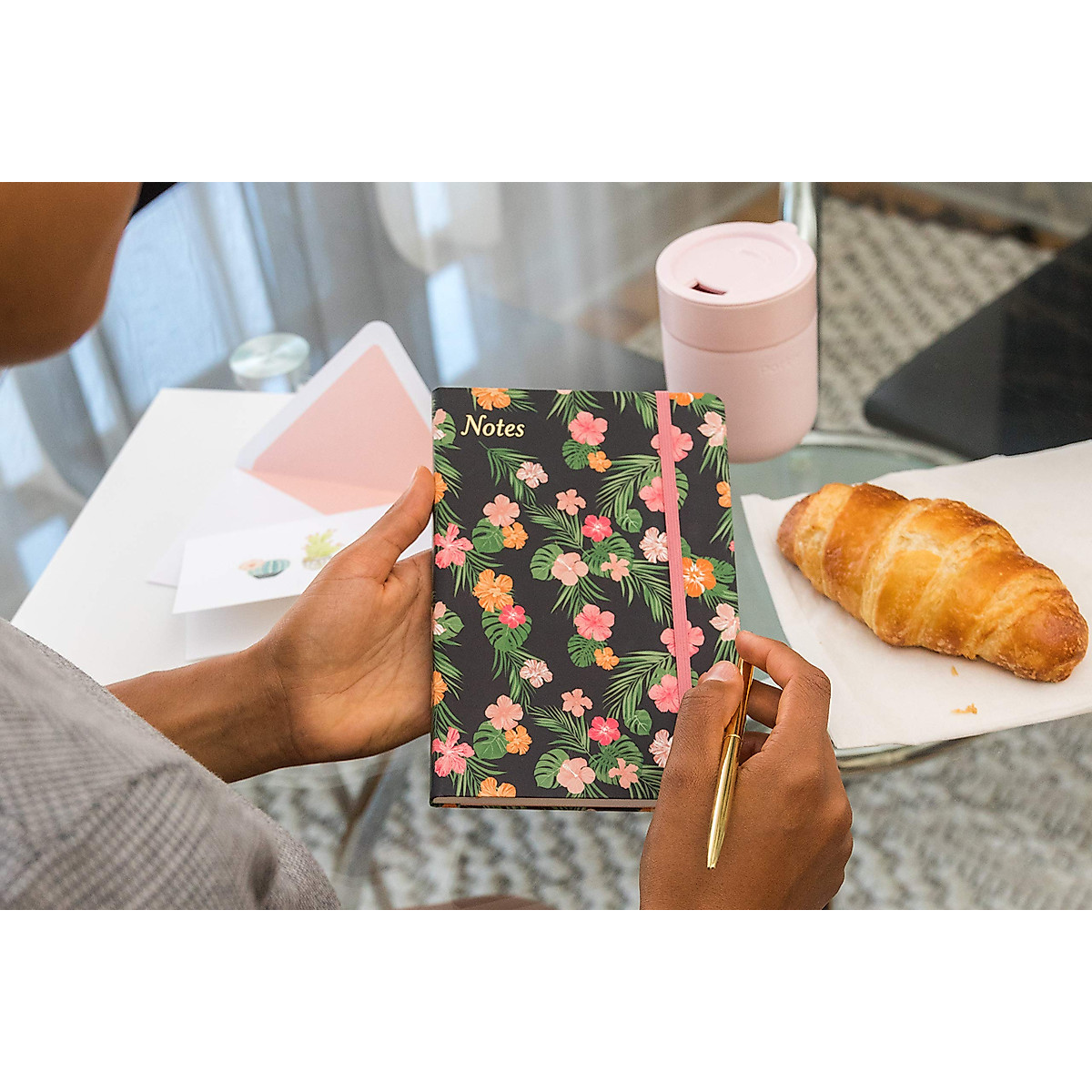 Southworth Premium Journal, 5.5” x 8.25”, Tropical Hibiscus Design, Premium 28lb/105gsm Paper, Medium Book Bound Journal, 3 Ribbon Placeholders, 80 Ruled Sheets/160 Ruled Pages (91932)