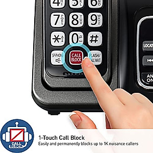 Panasonic Cordless Phone with Call Block and Answering Machine, Expandable System with 1 Handset - KX-TGD830M (Metallic Black)