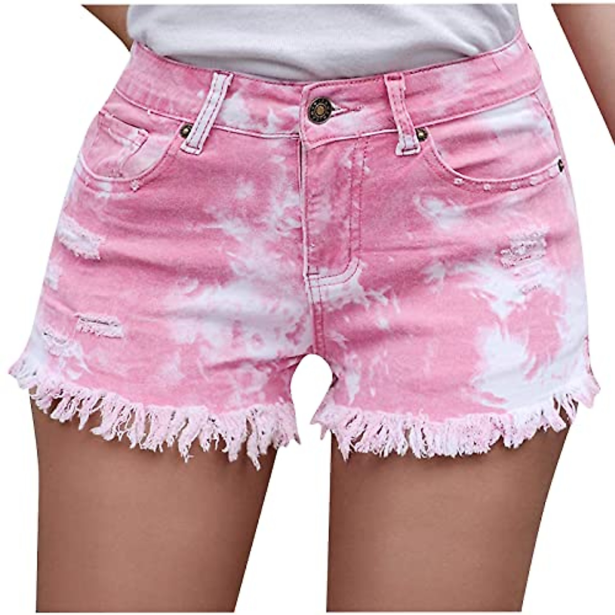 oelaio My Orders Placed Vacation 2023 Girls Shorts Swimsuits for Women Pants Hole Pocket Denim Teen Girls Casual Jeans Shorts Fashion Tie-Dye Bottom