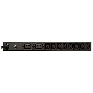 Tripp Lite Basic PDU, 14 Outlets (12 C13, 2 C19), 208/240V, NEMA L6-20P Input, 3.3/3.8kW, 15 ft. Cord, 1U Rack-Mount Single-Phase PDU (PDUH20HVL6), Black
