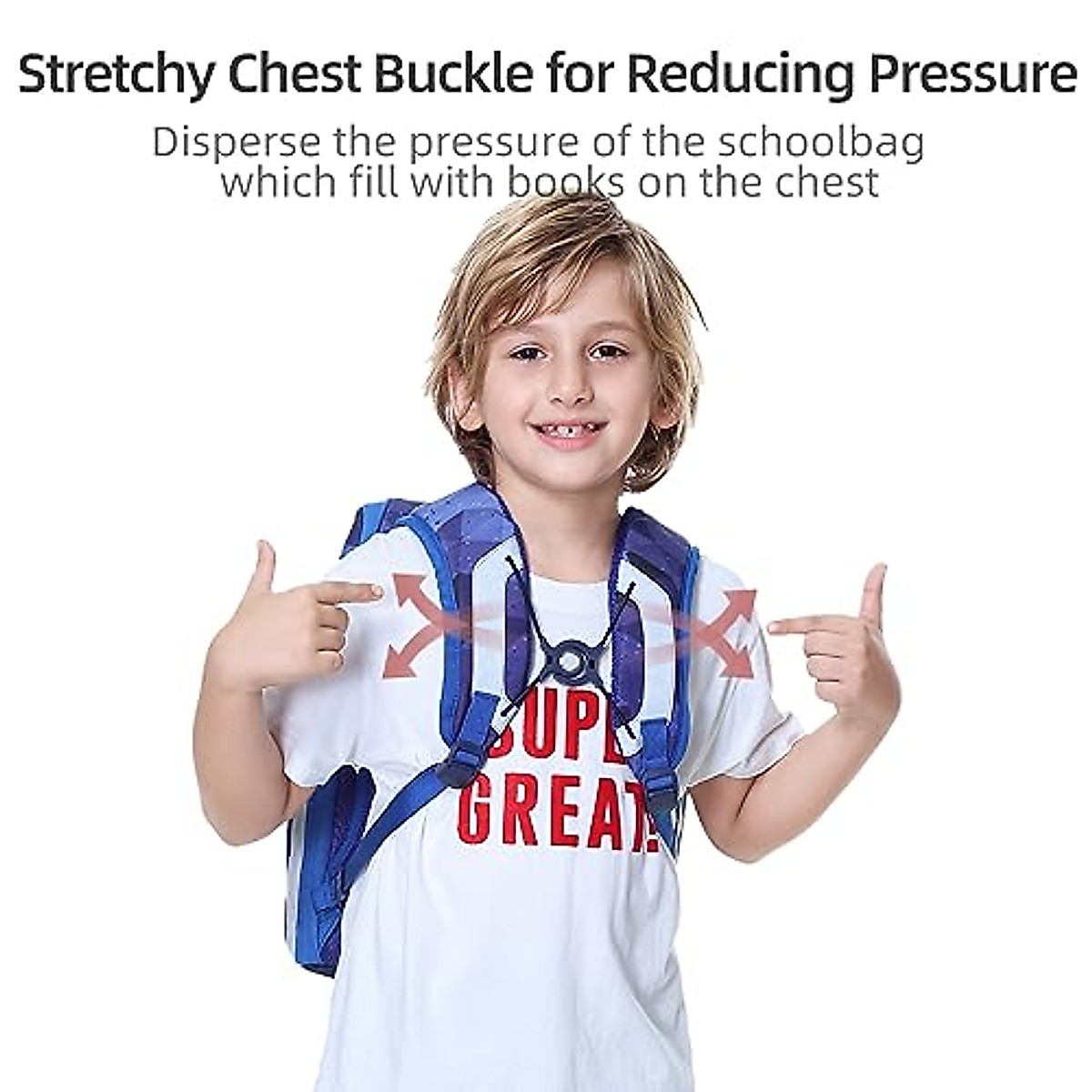 SUNVENO Toddler Backpack Lightweight Reduction Spine Protection Backpack Schoolbag for Primary School kids (Space Blue)