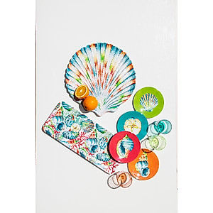 TarHong Sandbar Brights 12 Piece Dinnerware Set for Indoor/Outdoor, Pure Melamine Shatterproof,4 Dinner Plates, 4 Salad Plates, 4 Bowls