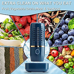 Texsens Fruit and Vegetable Washing Machine - Portable Fruit Cleaner Device, Wireless Charging & Waterproof Veggie Purifier Home Gadgets for Deeply Cleaning Produce, Grain, Rice& Tableware (Blue)