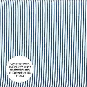 Linon Upholstered Seats and Hidden Storage Kiera Kitchen Corner Dining Nook, White and Blue Stripe