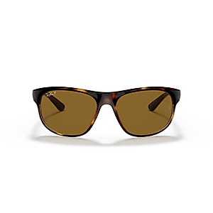 Ray-Ban Rb4351 Rectangular Sunglasses, Havana/Dark Brown Polarized, 59 mm