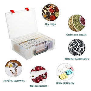 Letken 18 Pieces Small Plastic Craft 0rganizers and Storage, Transparent Box with Hinged Lid for Storage of Jewelry, Diamonds, DIY Art Craft Accessory