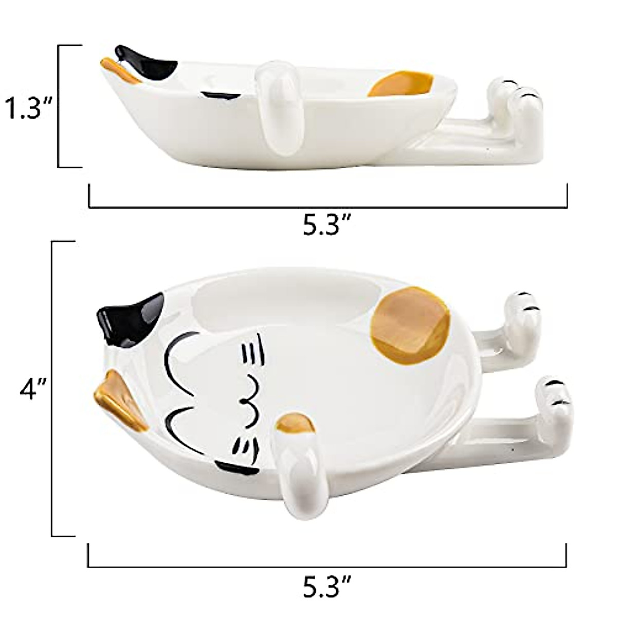 VanlonPro Ceramic Spoon Rest,Cartoon Black Yellow Cat Spoon Rests,Multi-Functional Utensil Spoon Rest Holder for Cooking,Kitchen Counter,Stove Top,Utensil Holder,Coffee Spoon Rest,Gift for Cat Lover