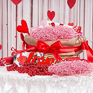 3 Bags Valentine’s Crinkle Cut Papers Shred Filler Pink Raffia Paper Shreds Pink Tissue Paper Shred Craft Paper for Basket Filling Present Wrapping Wedding Bridal Party Supplies