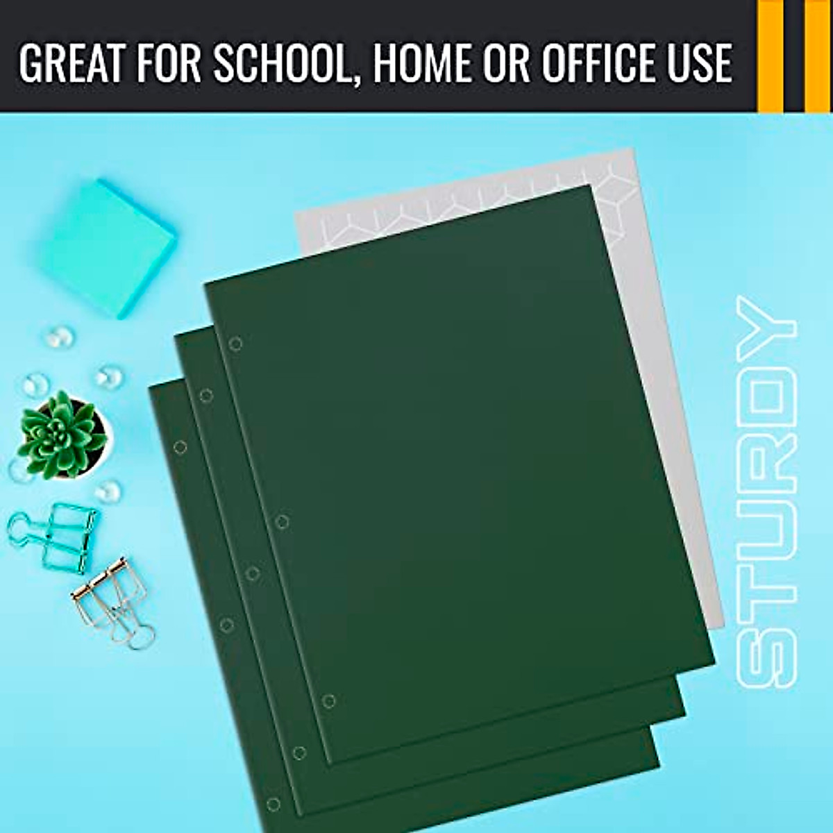 Two Pocket Portfolio Folders, 50-Pack, Dark Green, Letter Size Paper Folders, by Better Office Products, 50 Pieces, Hunter Green