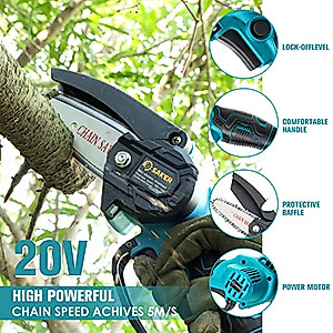 Saker Mini Chainsaw,Portable Electric Best Chainsaw Cordless,Small Handheld Chain Saw Pruning Shears Chainsaw for Tree Branches, Courtyard and Garden(SAKER MINI CHAINSAW + 2 BATTERIES)