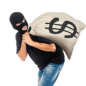 Boao 19.7 x 15.8 Inch Money Bag Dollar Sign Bag Money Drawstring Canvas Bag with Dollar Symbol for Toy Favor Cosplay Themed Party