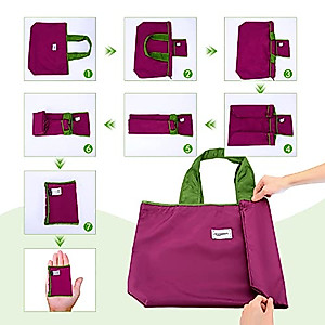 MVSCOCEAN Reusable Grocery Bags, Colorful Shopping Bags,Machine Washable,Foldable,Durable,Lightweight,Set of 3 (Fuchsia,Lake Blue,Purple)