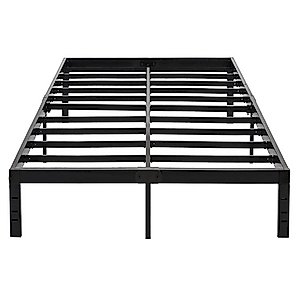 Eavesince Queen Size Bed Frame 18 Inch Tall High Max 1000 Pound Steel Slats Support Heavy Duty Sturdy Metal Queen Size Platform No Box Spring Needed Easy Assembly Noise Free Black