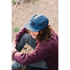Tillak Wallowa Camp Hat, Lightweight Nylon 5 Panel Cap with Snap Closure (Midnight Blue)