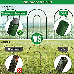 AMAGABELI GARDEN & HOME 35 Panels Decorative Garden Fence 50ft (L)x 18in(H) Rustproof Green Iron Landscape Folding Garden Fencing Panel Border Edge Edging Patio Flower Bed Animal Barrier For Dog