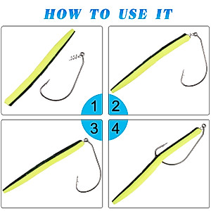 Twistlock Fishing Hooks,50pcs Worm Hooks with Centering Pin Spring Unweighted Swimbait Hooks for Soft Plastic Lures Baits Bass Fishing