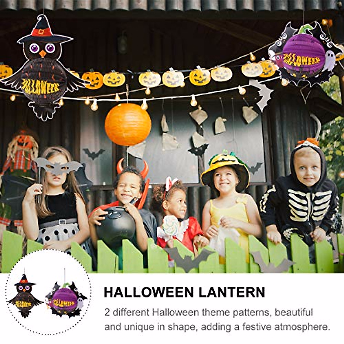 EXCEART 2pcs Halloween Party Hanging Sign Trick or Treat Plaque Honeycomb Ball Decor for Home School Haunted House