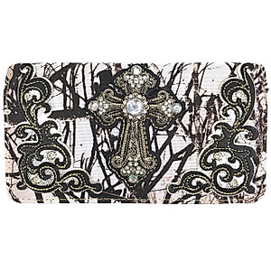 Zelris Camouflage Shine Glow Cross Women Conceal Carry Handbag with Wallet Set (Black)