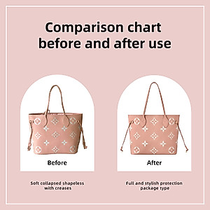 DGAZ Purse Organizer Insert Fits LV Neverfull Mini/PM/MM/GM Bags，Silk Bag Organizer，Luxury Handbag & Tote Shaper（MM, Pink）