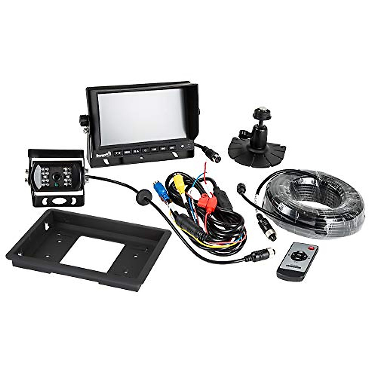 Buyers Products Rearview Backup 7 inch Camera, Rear Vehicle Observation System with Night Vision Monitor Kit for Trucks, RVs, Trailers, Vans and More, with Remote Control, 8883000, Black