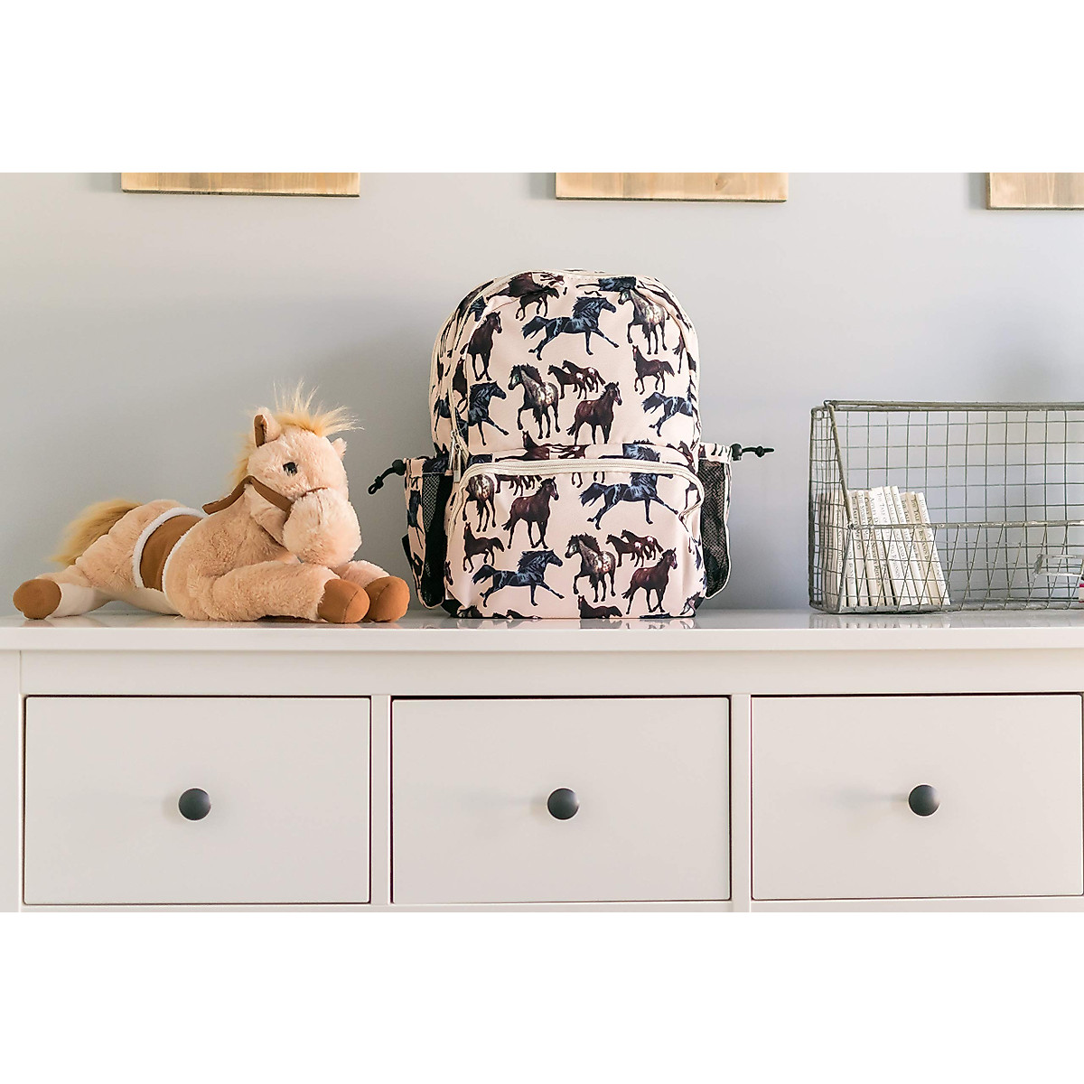 Wildkin 17 Inch Kids Backpack for Boys & Girls, Features Three Zippered Compartment with Interior & Side Pockets Backpacks, Perfect for School & Travel Backpack for Kids (Horse Dreams)