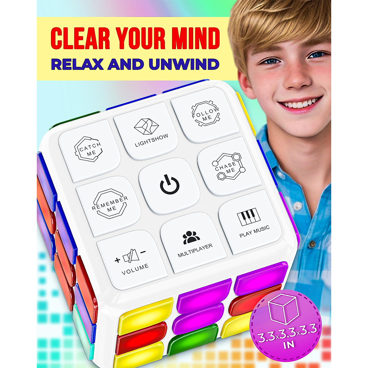 Skywin Puzzle Cube Game (White) - Flashing Cube Handheld Electronic Games Stem Toy - Fun Memory Games & Brain Games for Adults and Kids