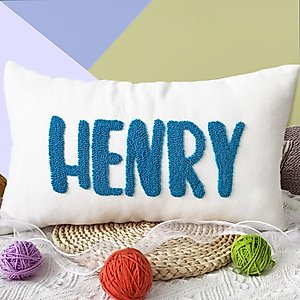 Wucidici Custom Embroidered Name Lumbar Pillow, Personalized Monogrammed Names Pillows for Kids Toddler Room, Customized 12''x20'' Bed Throw Pillow Cover Gifts for Women Girls Boy