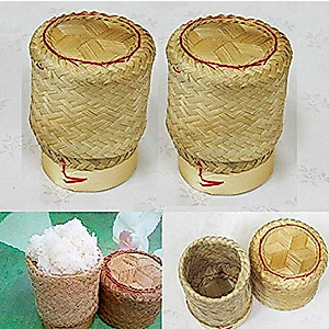 Thai Handmade Sticky Rice Serving Basket Small Size (Pack of 2) by khuaek