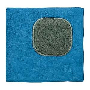 MU Kitchen 12" x 12" Microfiber Dish Cloth with Scrubber, Blueberry