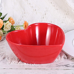 BSETONZON 1pc Heart Shaped Salad Bowl/Cereal Bowls/Soup Bowls/Small Rotating Pot Dish for Household Party (Red)