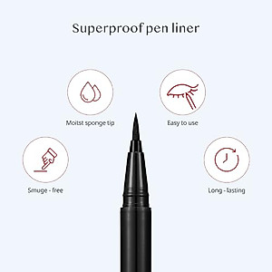 CLIO Waterproof Pen Liquid Eye Liner, Precision Tip, Long Lasting, Smudge-Resistant, High-Intensity Color (Black, Pack of 1)